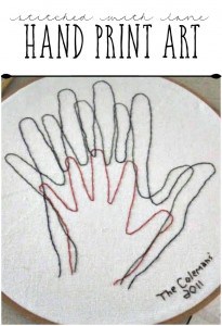 Stitched Hand Print Art - Adult Craft Idea - This Girl's Life Blog
