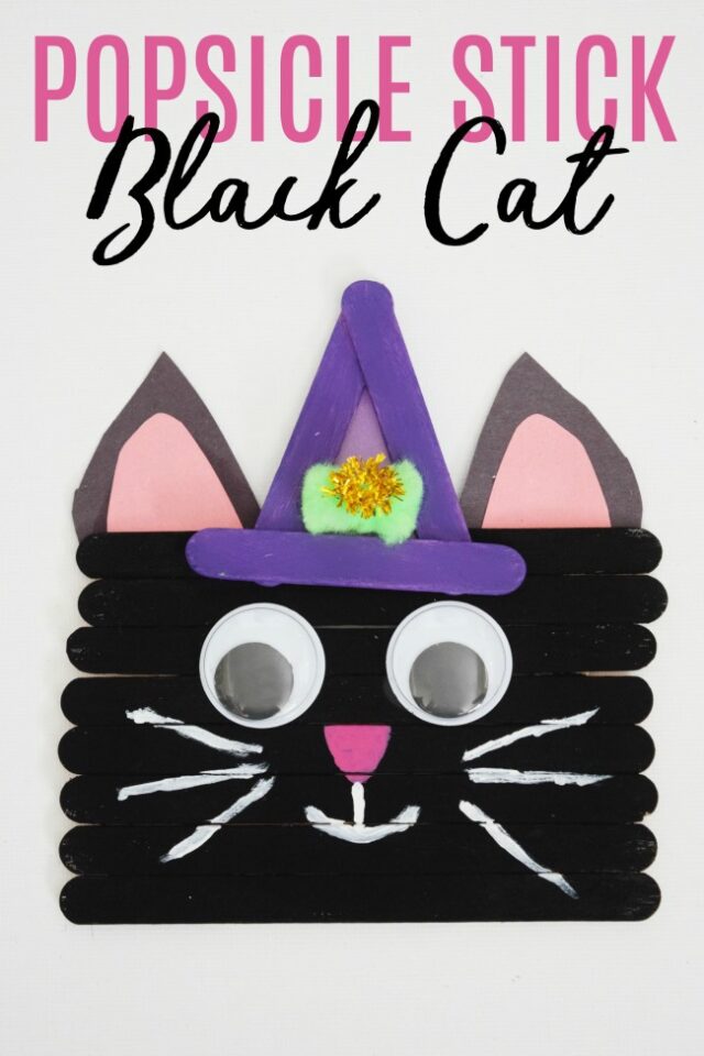 Popsicle Stick Black Cat Craft for Kids