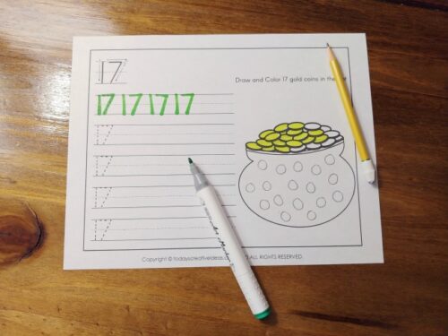 St. Patrick's Day Numbers 1-20 Tracing Worksheets