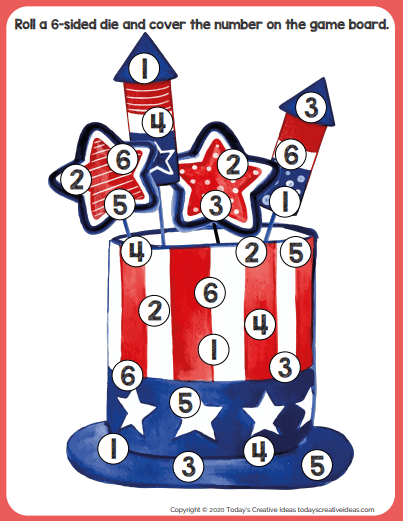 4th of July Roll and Cover Dice Game | Today's Creative Ideas