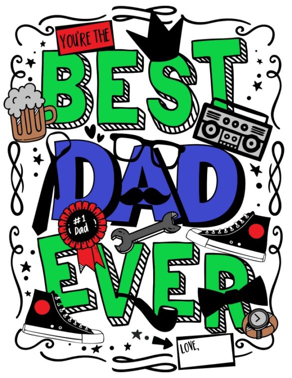 Free Best Dad Ever Father's Day Coloring Page Printable