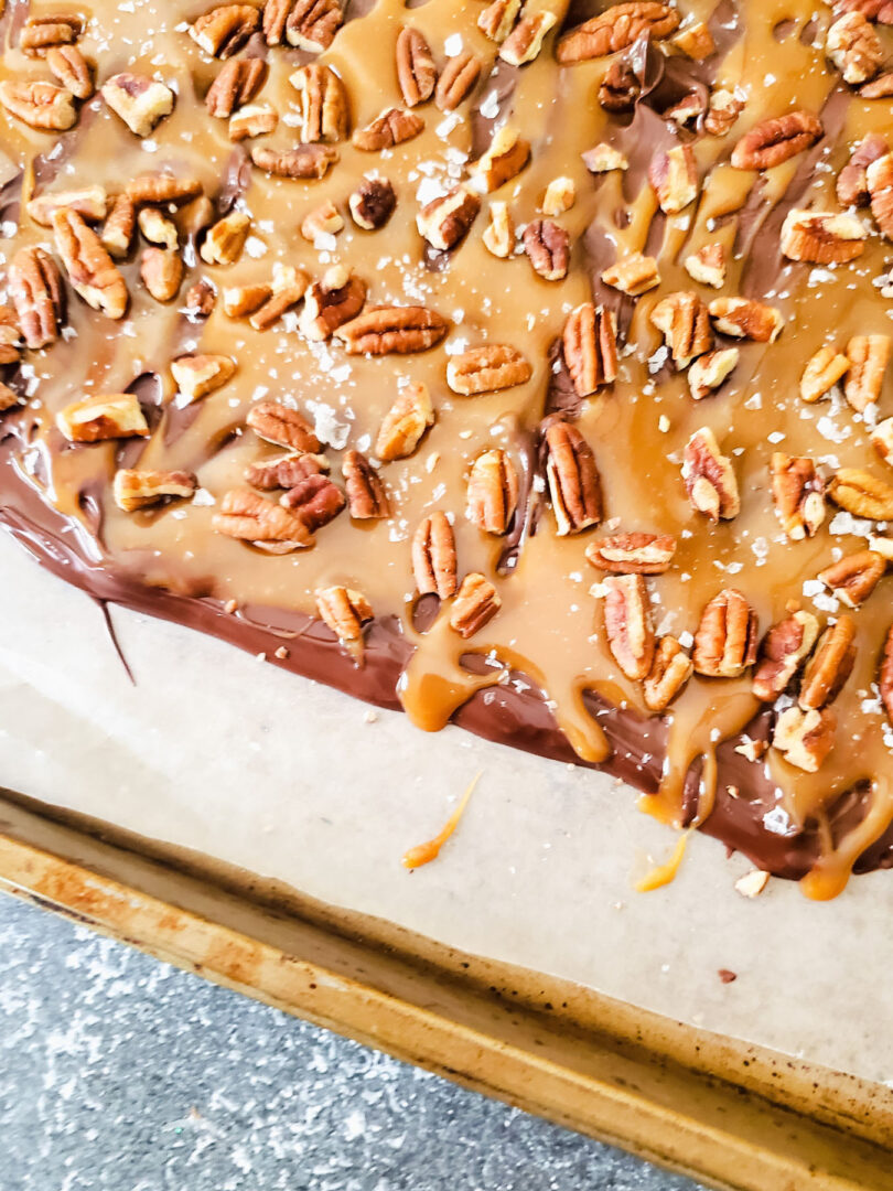 Milk Chocolate, Caramel, and Pecan Turtle Bark Recipe