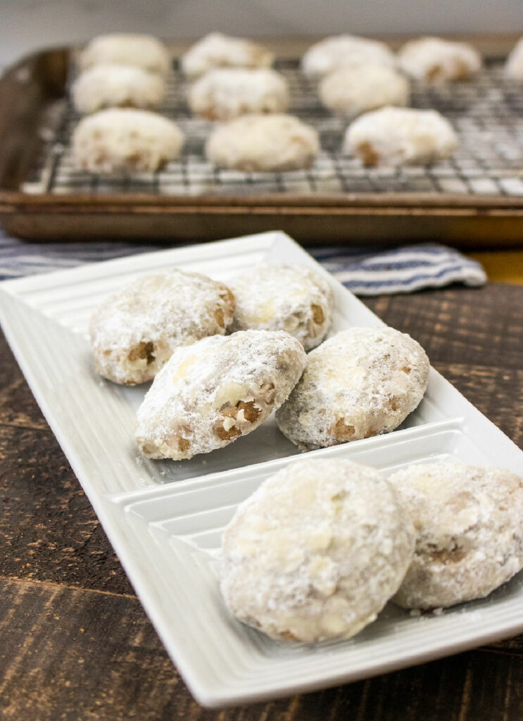 Pfeffernusse German Spice Cookies with Powdered Sugar