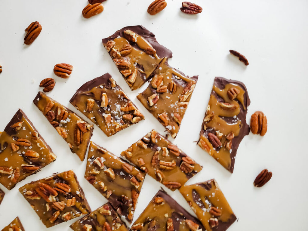Milk Chocolate, Caramel, and Pecan Turtle Bark Recipe
