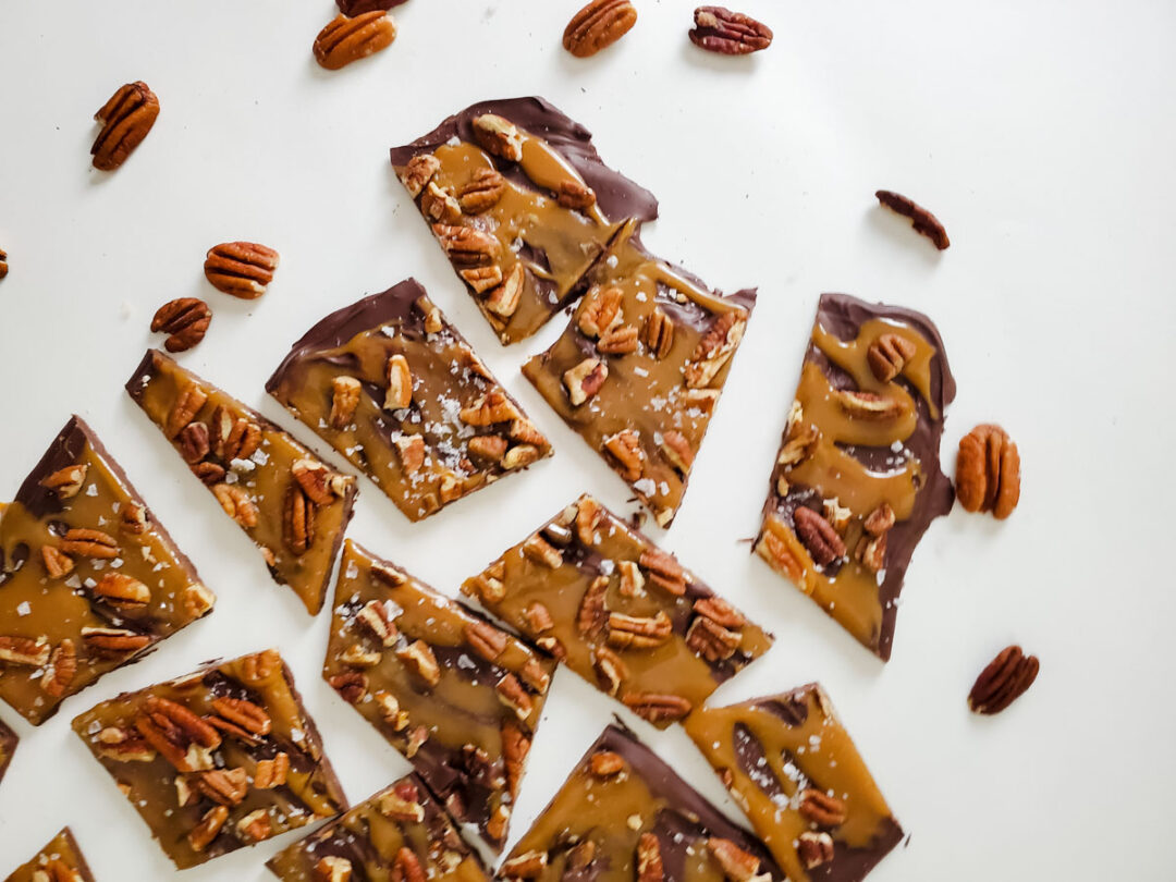 Milk Chocolate, Caramel, and Pecan Turtle Bark Recipe