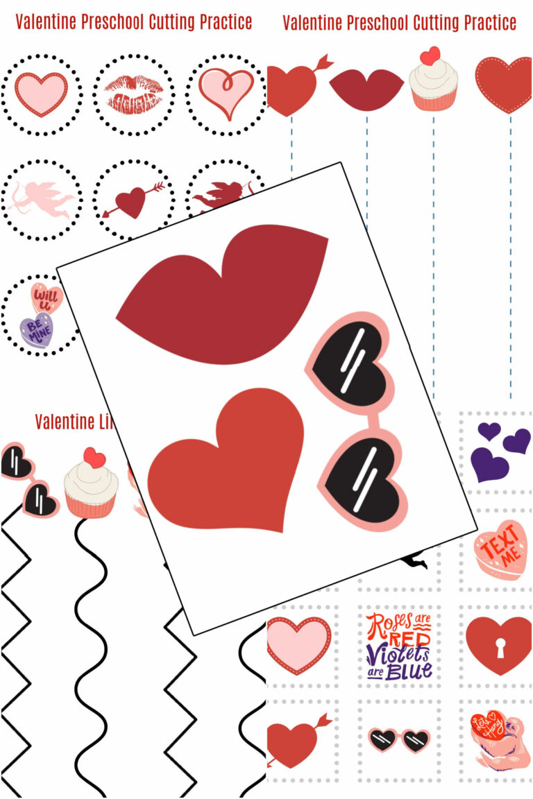 Valentine's Day Scissor Cutting Practice for Preschool