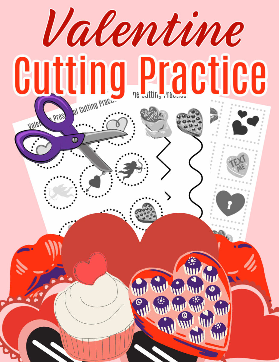 Valentine's Day Scissor Cutting Practice for Preschool