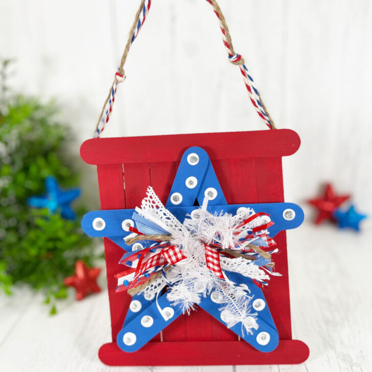 4th of July Popsicle Stick Star Hanger Craft for Kids!