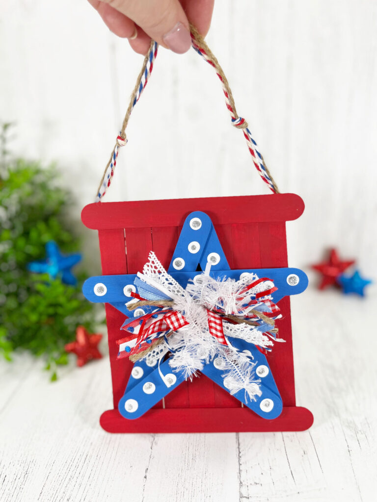 4th of July Popsicle Stick Star Hanger Craft for Kids!